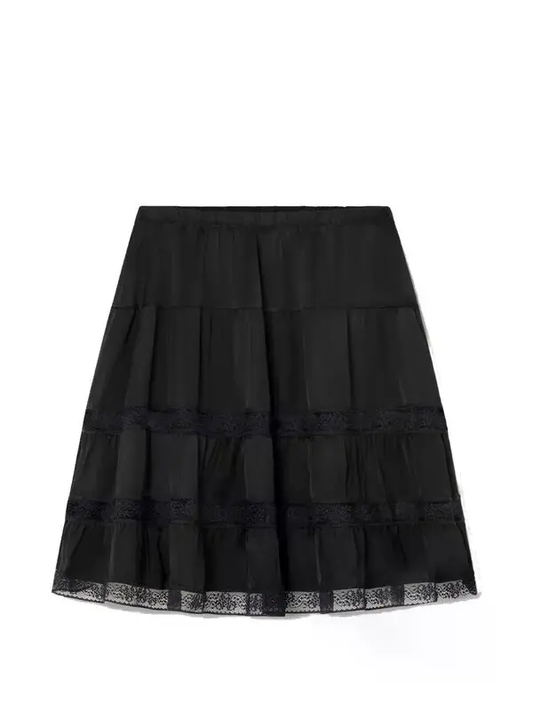 Gimaguas Cielo Lace-trim Tiered Midi Skirt - Black