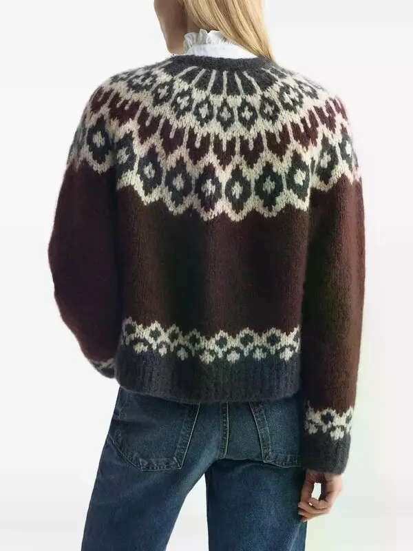 NILI LOTAN Isaline Fair Isle Cashmere Sweater - Red