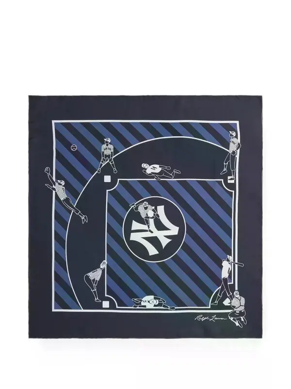 Polo Ralph Lauren New York Yankees-print Silk Scarf - Blue