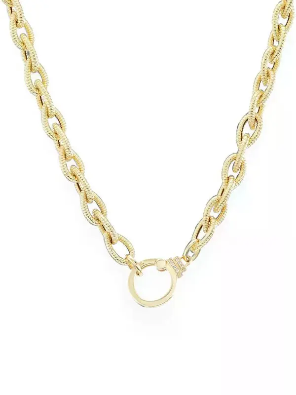 Sorellina Teardrop Diamond Textured Chain Necklace - Gold