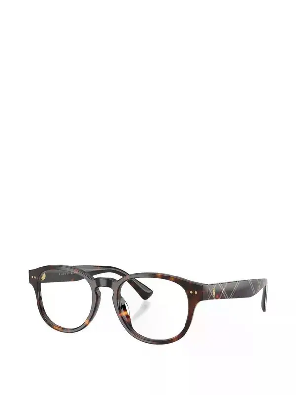 Polo Ralph Lauren Tartan-print Round-frame Glasses - Brown