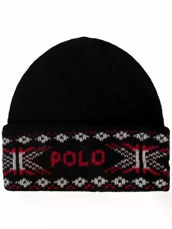 Polo Ralph Lauren Logo-knit Wool-blend Beanie - Black