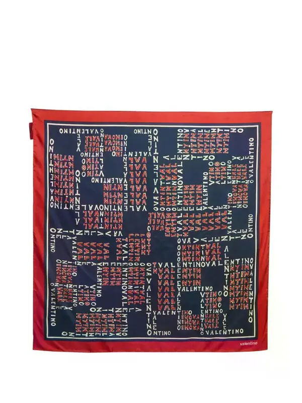 Valentino Garavani Logo-print Carré Scarf - Blue