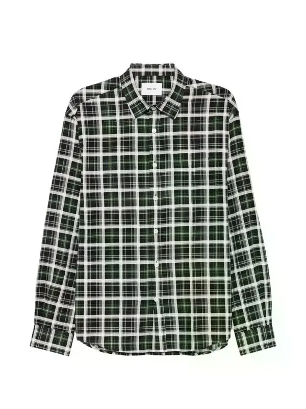Nn07 Deon Check-print Button-down Long-sleeved Shirt