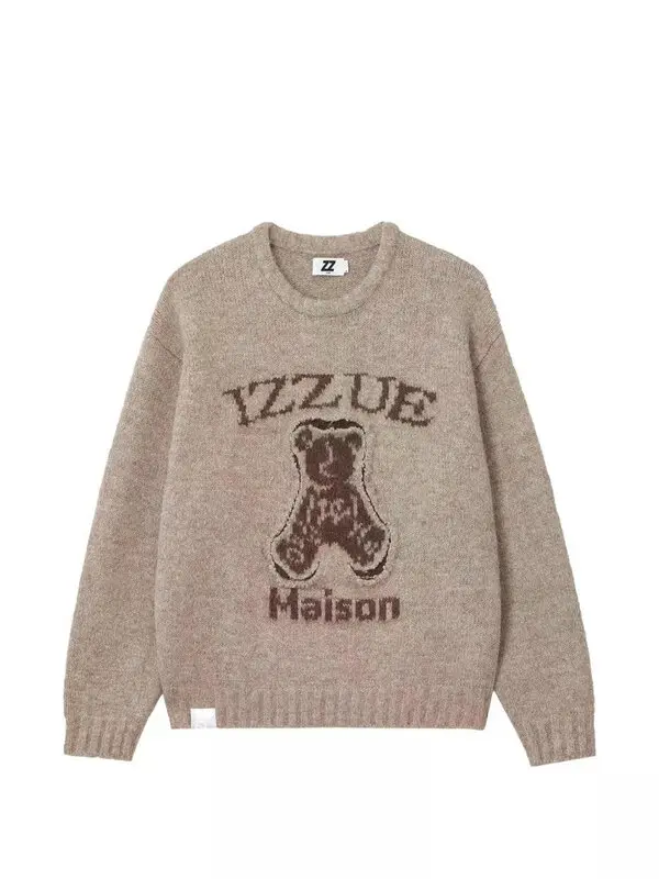 Izzue Bear-intarsia Crew-neck Sweater