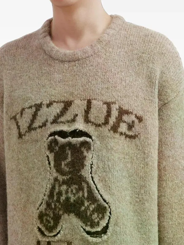 Izzue Bear-intarsia Crew-neck Sweater