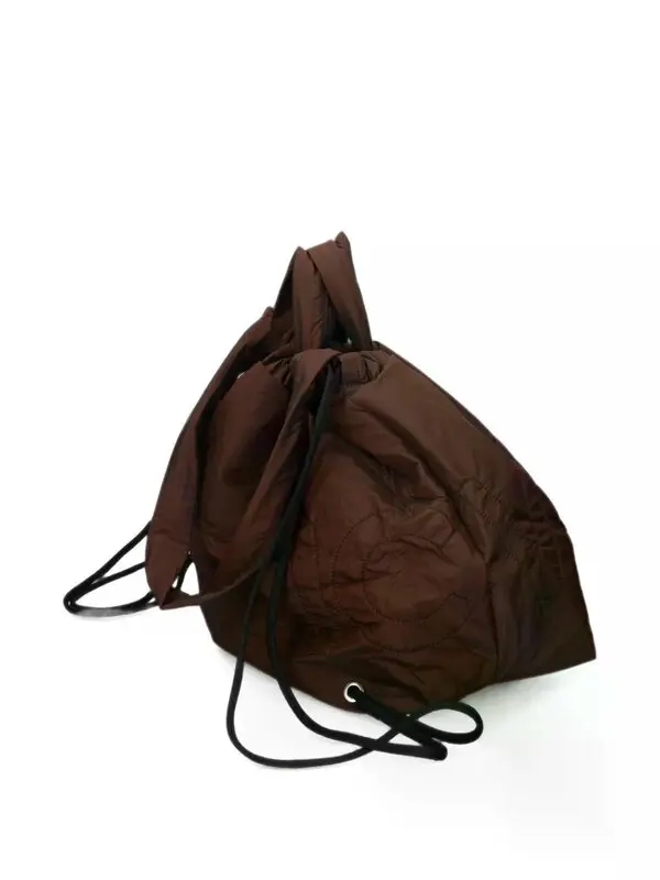 VIC MATIE Quilted Drawstring Tote Bag - Brown