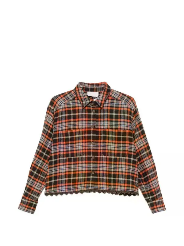 I BLUES Check-pattern Scalloped-edge Shirt