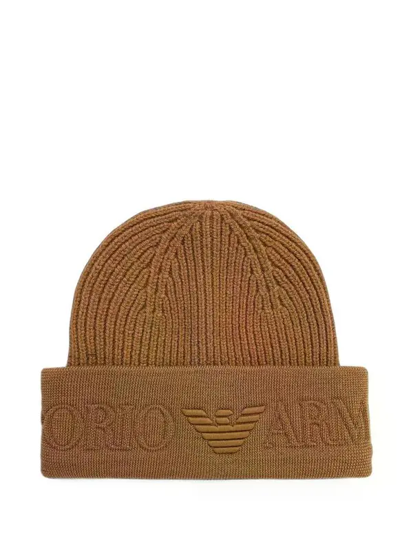 Emporio Armani Logo-embroidered Ribbed-knit Beanie Hat