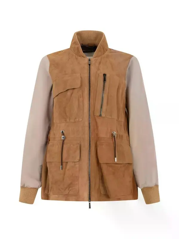 MOORER Estelle-p Suede-panelled Drawstring Jacket