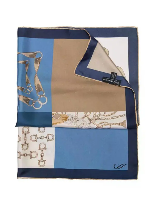 ELIZABETTA San Siro Equestrian-motif Neckerchief - Blue