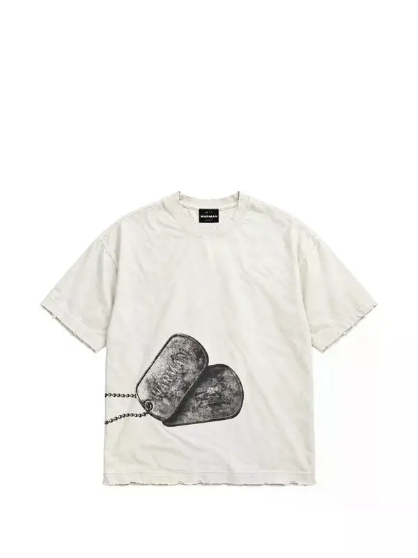 WARMAN Graphic-print Distressed T-shirt