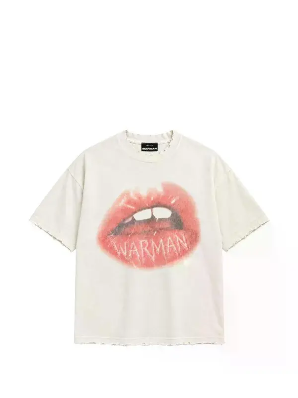 WARMAN Distressed Lip-print T-shirt