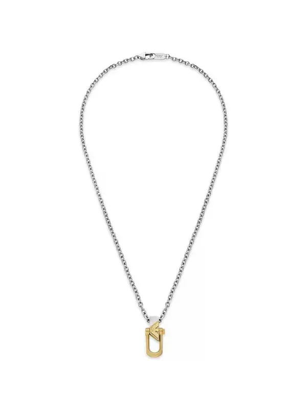 Emporio Armani Logo-pendant Cable-link Necklace - Silver