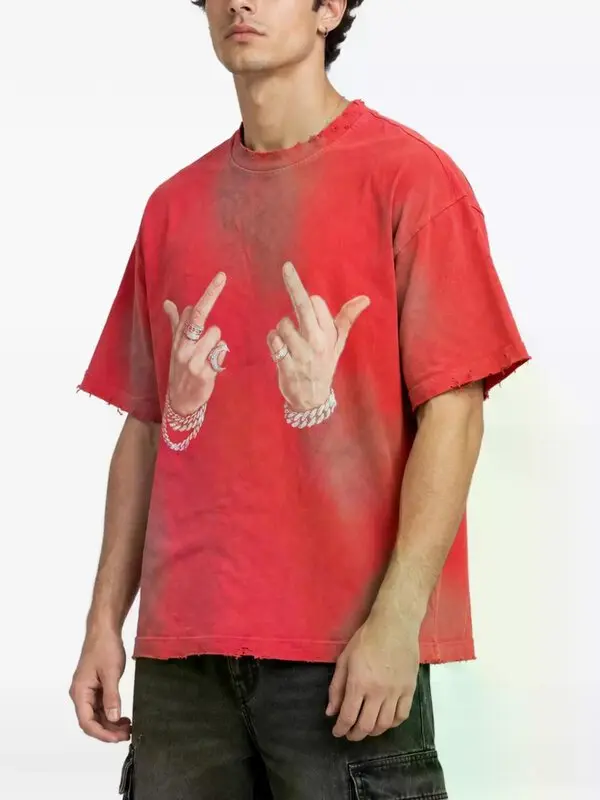 WARMAN Graphic-print Distressed T-shirt