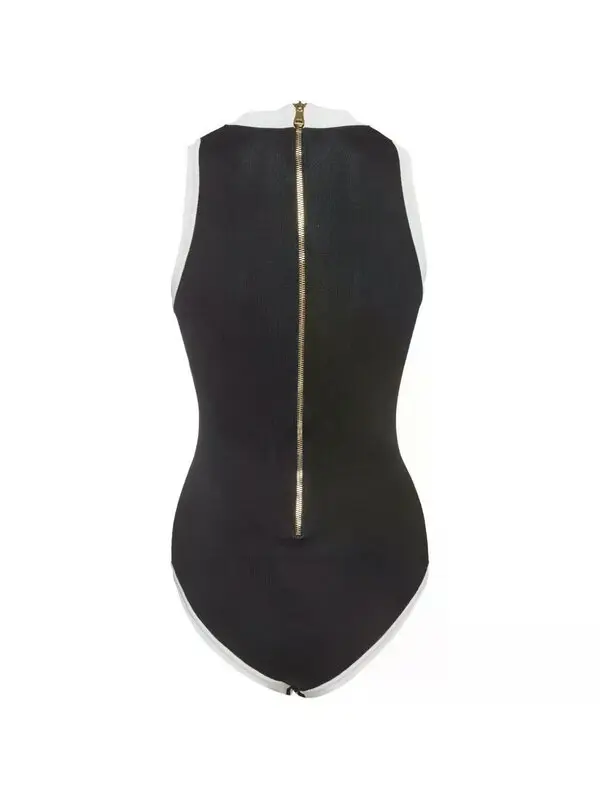 Balmain Logo-intarsia Zip-up Bodysuit