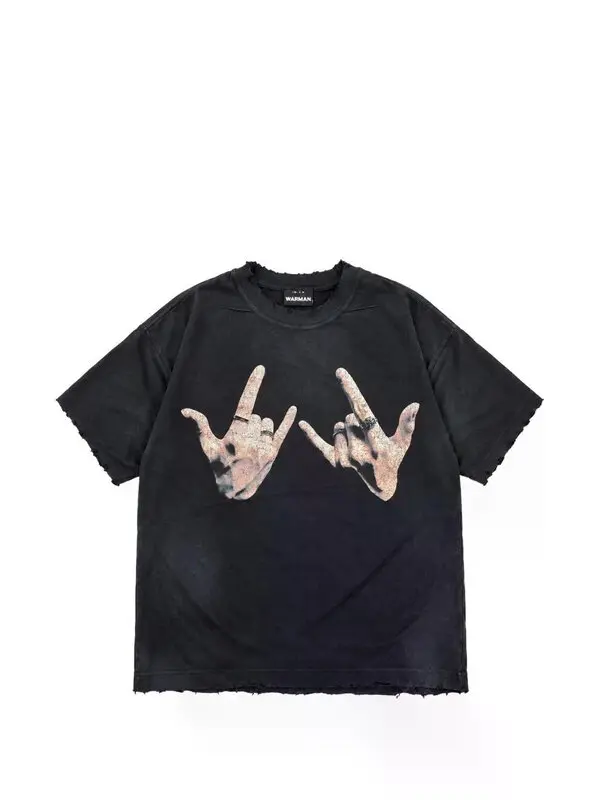 WARMAN Graphic-print Distressed T-shirt