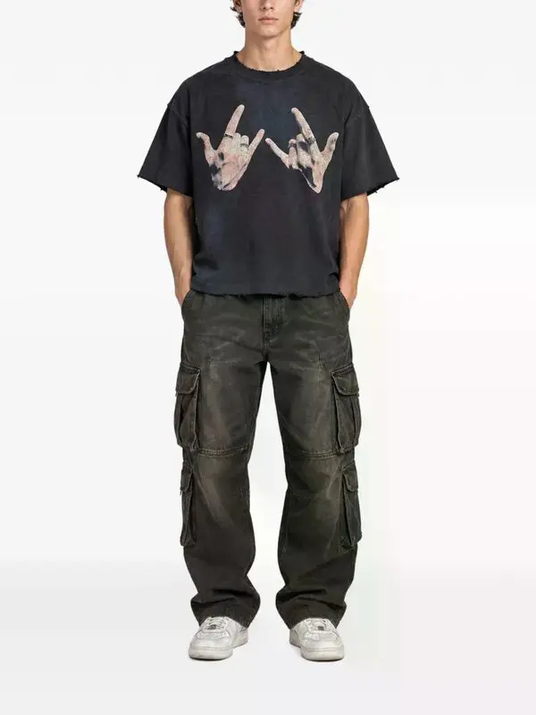 WARMAN Graphic-print Distressed T-shirt