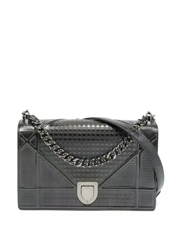 Dior 2017 Medium Diorama Microcannage Shoulder Bag - Grey