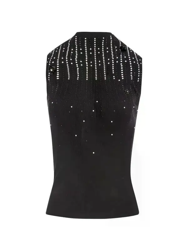 FRACOMINA Rhinestone-embellished Floral-appliqué Top - Grey