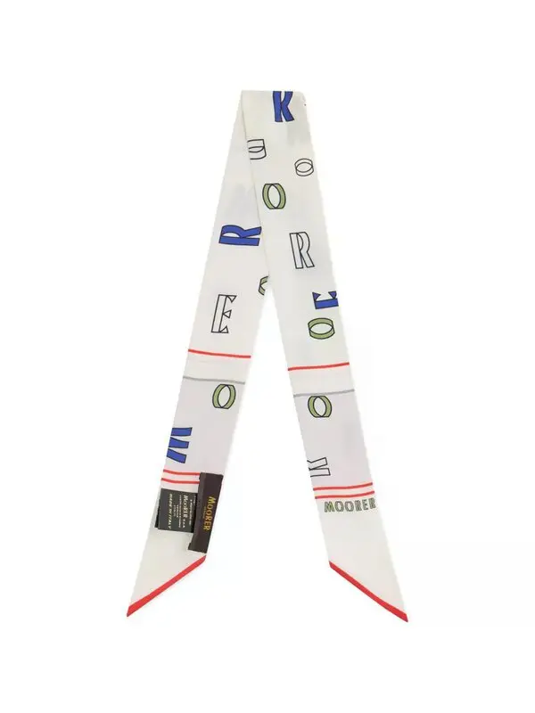 MOORER Logo-print Silk Scarf - White