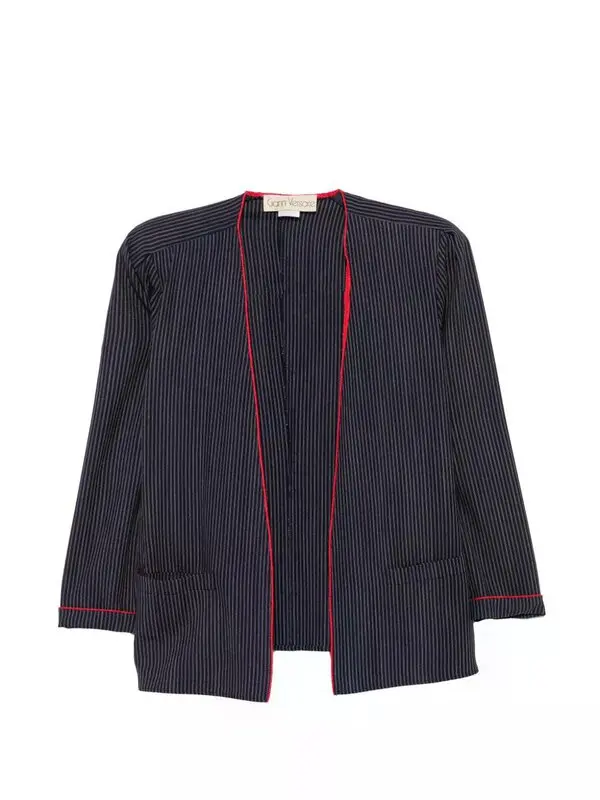 Versace 1980s Pinstripe-print Open-front Jacket