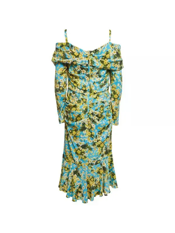 Dolce & Gabbana Floral-print Ruffled Midi Dress - Blue