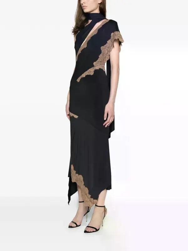 DE LA VALI Cosima Ss Satin Maxi Dress - Black