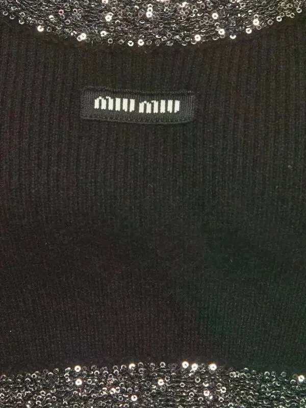 Miu Miu Sequin-embellished Knit Crop Top