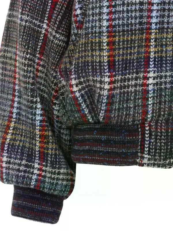 Missoni Wool Bomber Jacket With Check Motif - Grey