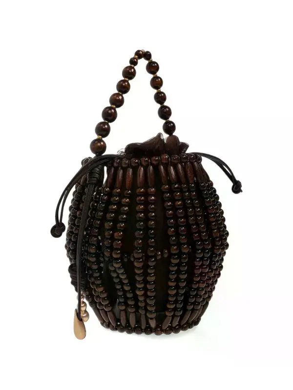 Cult Gaia Lanterna Beaded Wood Bucket Bag