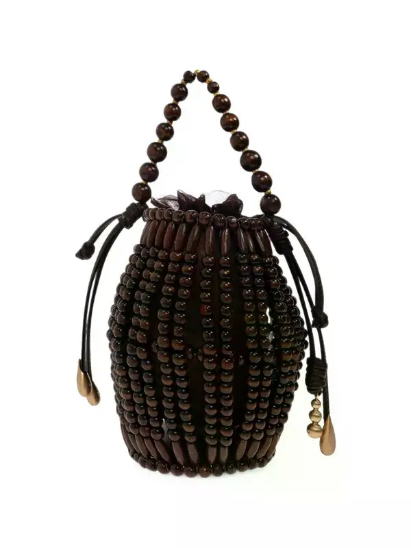Cult Gaia Lanterna Beaded Wood Bucket Bag
