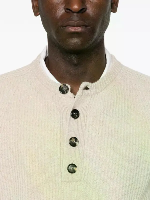 AMARANTO Ribbed-knit Button-fastening Sweater