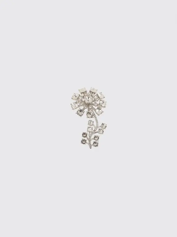 SELF-PORTRAIT Zirconia Crystal Flower Brooch In Brass - Silver