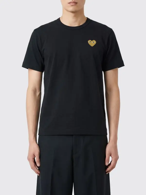 Play Comme Des Garcon Contrast Logo Cotton T-shirt - Black