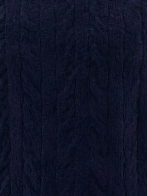 BALLANTYNE Cable-knit Wool Blend Crewneck Sweater With Long Sleeves - Navy