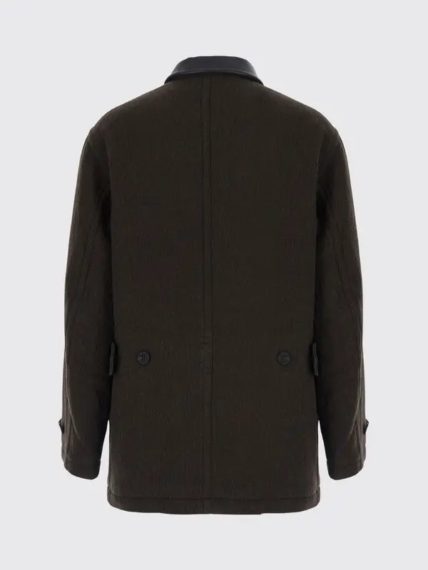 COOR Single-breasted Wool-blend Short Coat With Leather Collar
