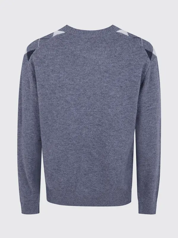 DUNST Argyle Crewneck Cardigan In Pure Wool