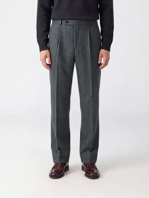 TONYWACK Pinstriped Tailored Pants In Wool And Cashmere Blend With Pleats