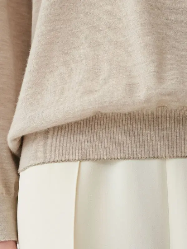 Fabiana Filippi Crewneck Sweater In Cashmere And Silk Blend With Ribbed Trims