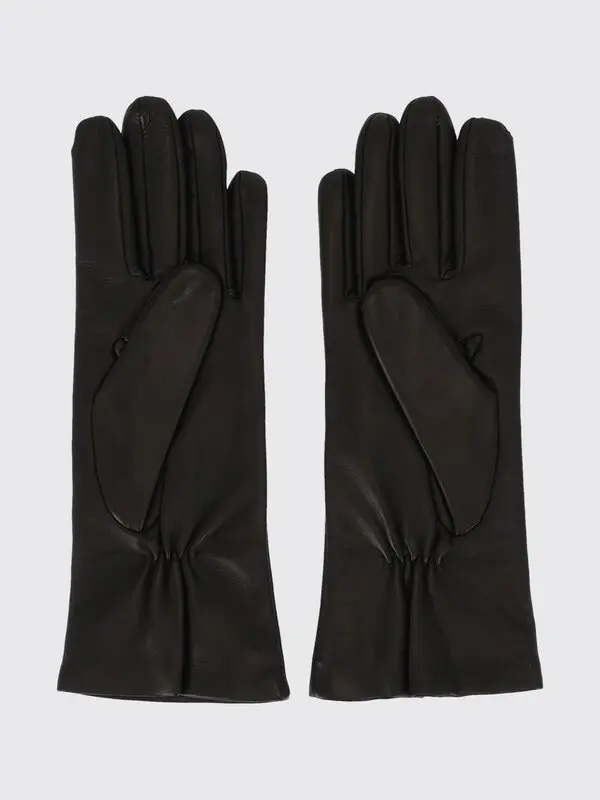 Orciani Classic Soft Lambskin Leather Gloves With Metal Logo - Black