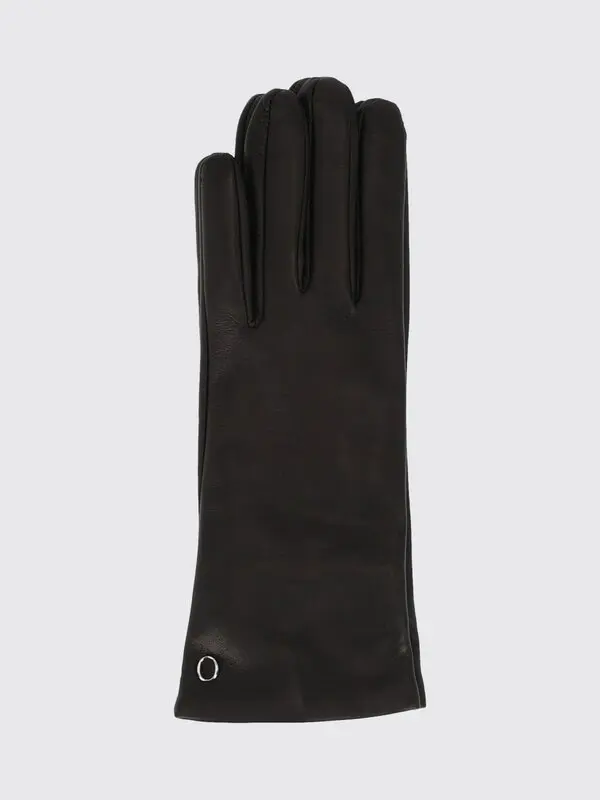 Orciani Classic Soft Lambskin Leather Gloves With Metal Logo - Black