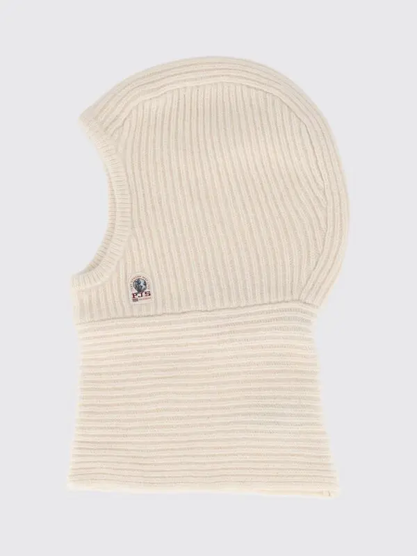 PARAJUMPERS Rib-knit Wool And Cotton Balaclava With Logo - White