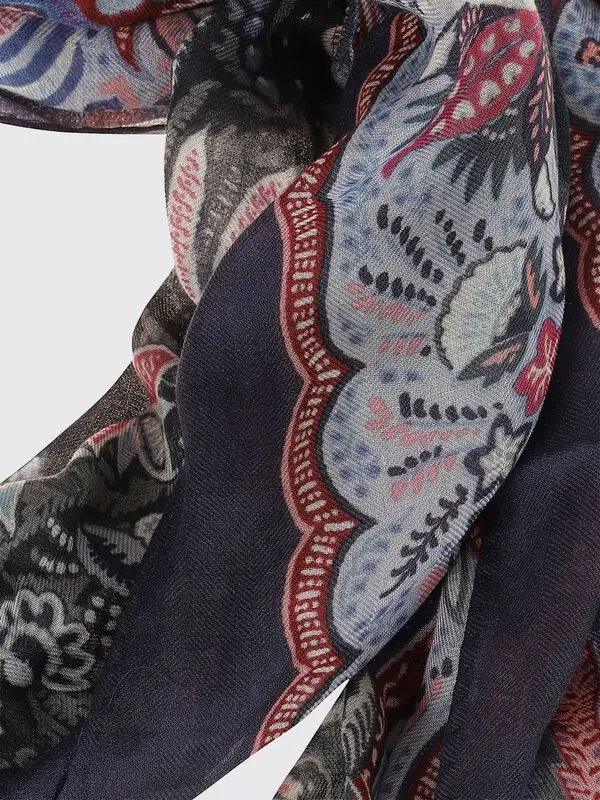 Etro Modal And Cashmere Scarf With Iconic Paisley Print And Fringed Hem - Multicolor