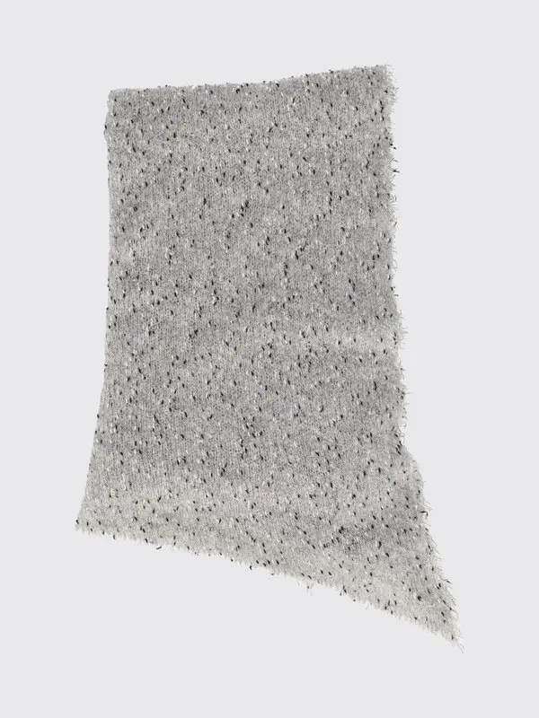 Faliero Sarti Asymmetrical Scarf With Polka Dot Pattern And Fringed Edges - Silver Marl