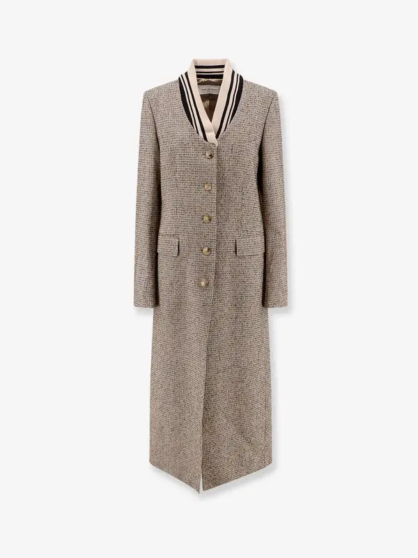 Dries Van Noten Ritt Madras Cotton Blend Coat - Beige