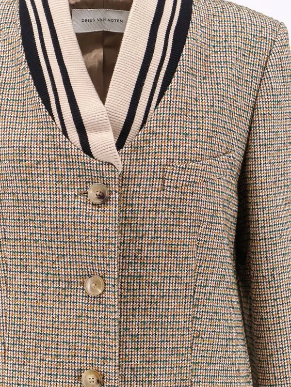 Dries Van Noten Ritt Madras Cotton Blend Coat - Beige