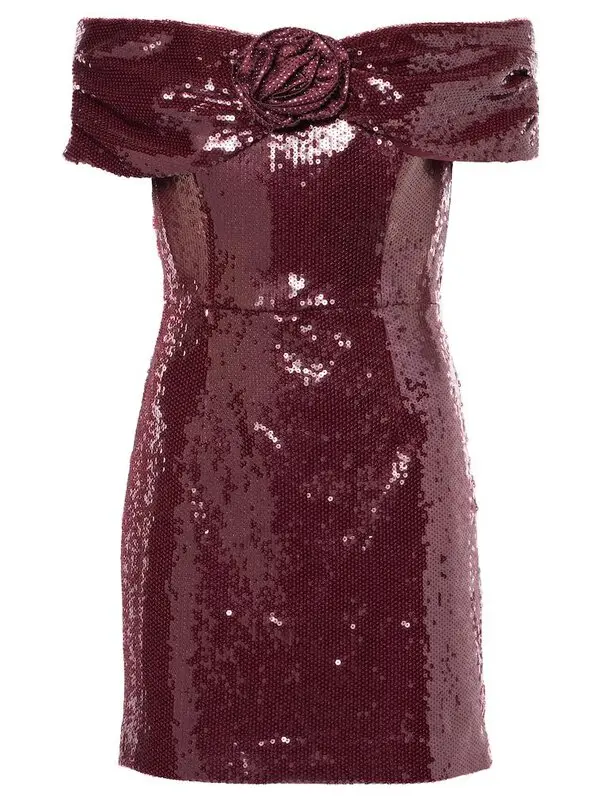 Rebecca Vallance Nicky Hilton Zelda Sequined Off-the-shoulder Mini Dress - Red