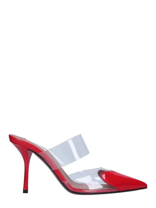 Alaïa Leather Coeur Mules 90 - Red