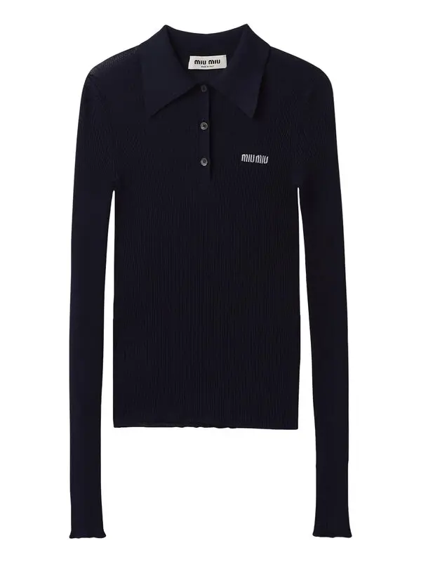 Miu Miu Cashmere Silk Polo Shirt - Blue